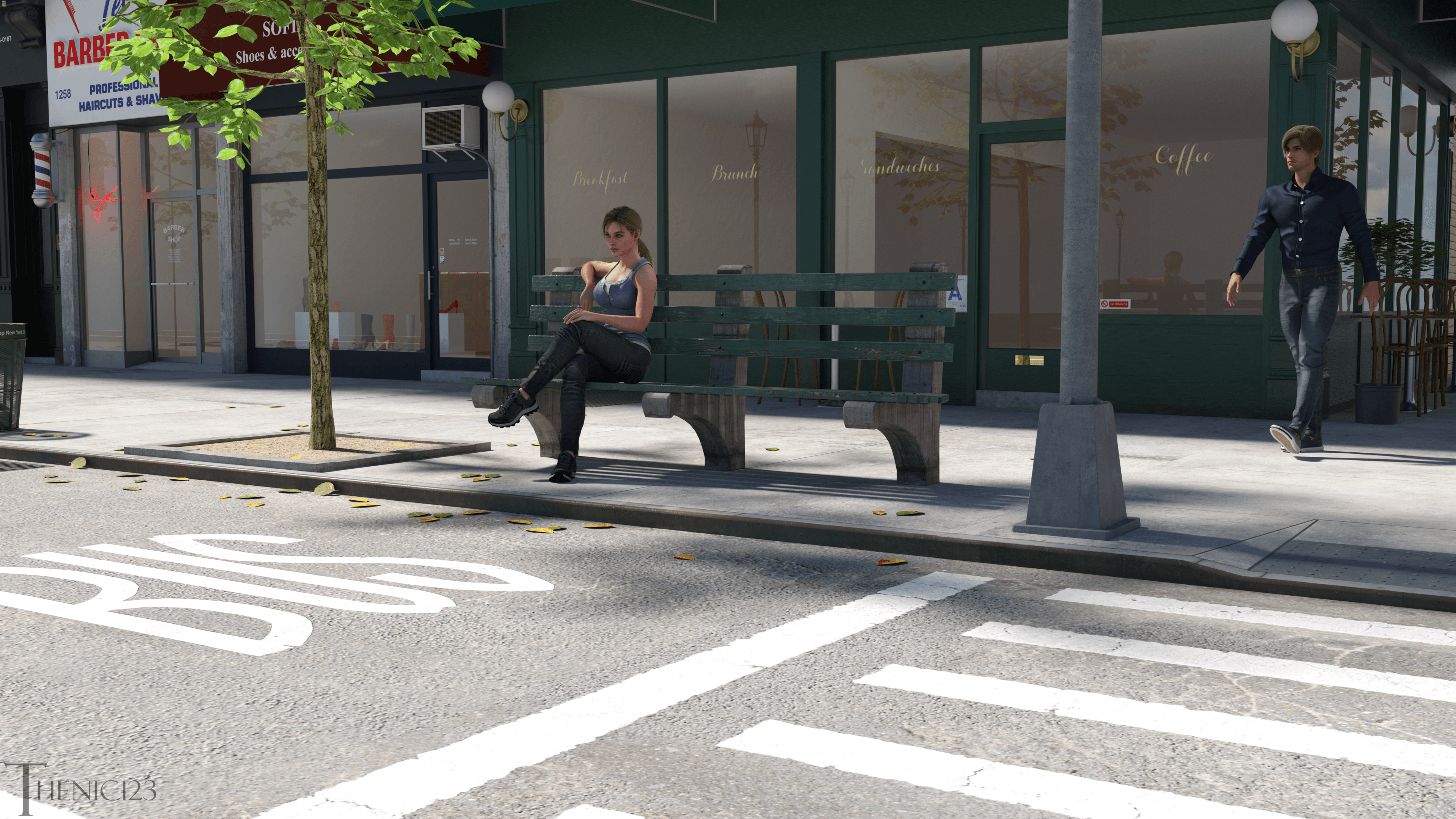 Jill Valentine and Leon S. Kennedy in The Bench 9 3D Render