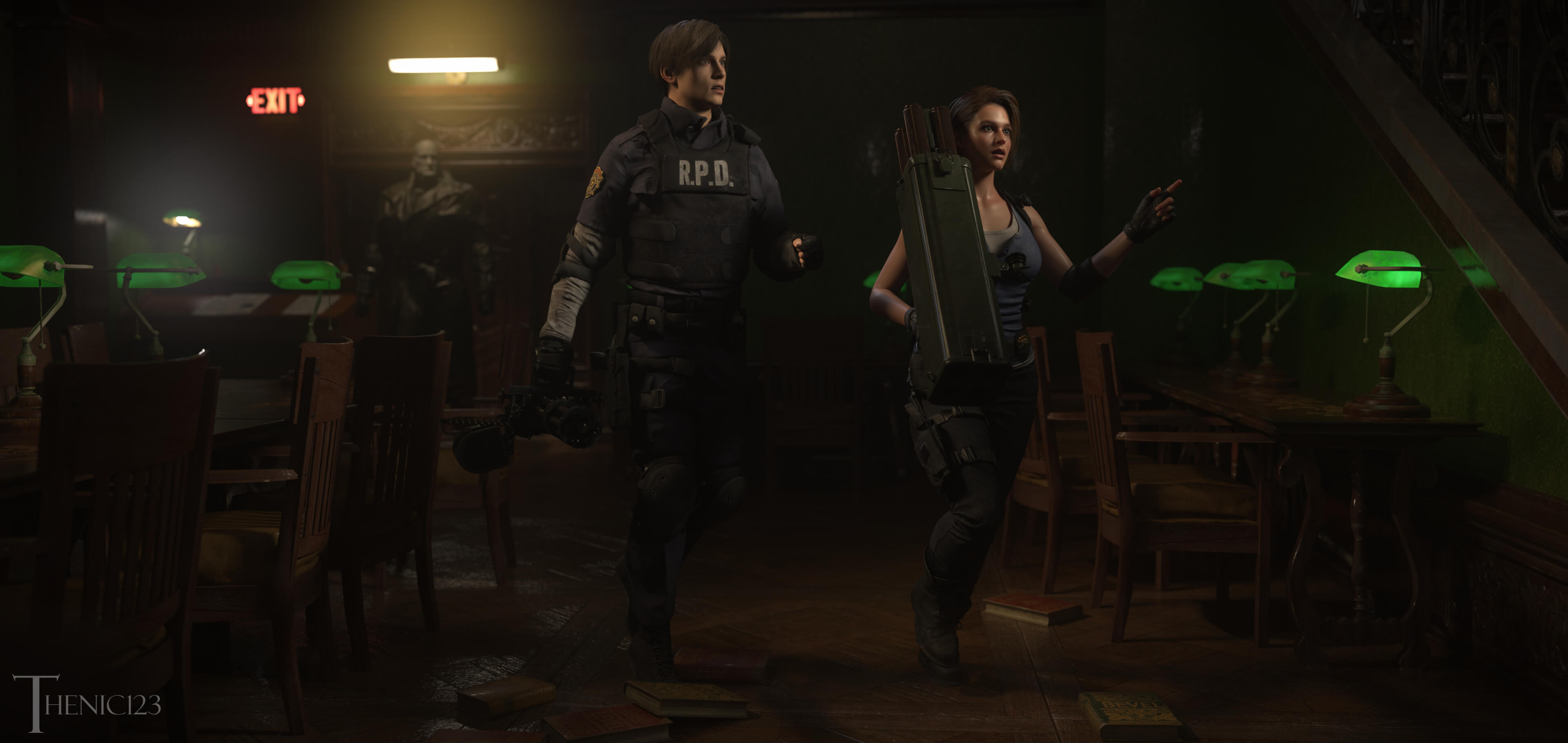 Jill Valentine and Leon S. Kennedy - RPD Library 1 3D Render