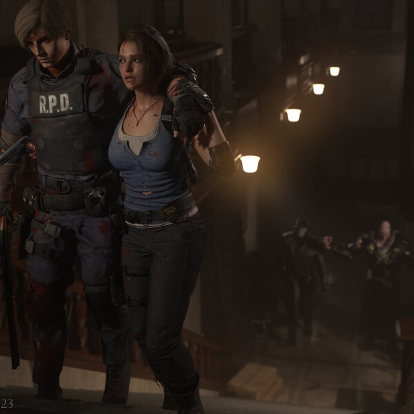 Jill Valentine LeonS.K. vs Nemesis Mr X in RPD v1 3D Render