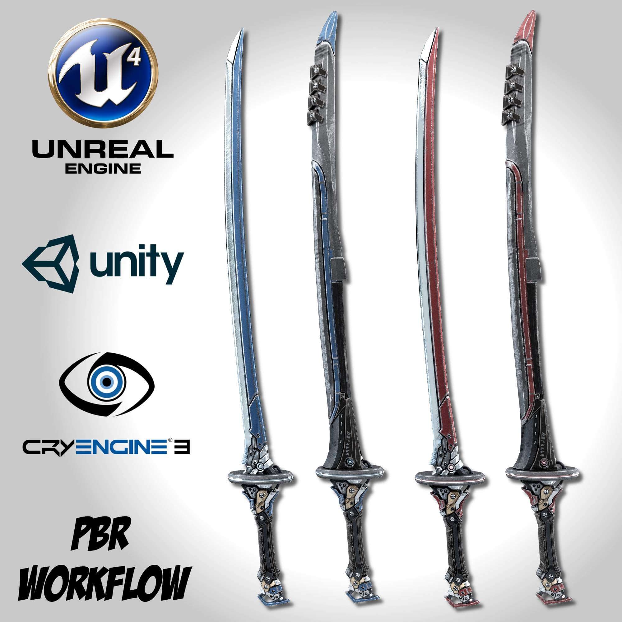 Sci-Fi Swords Pack 2 3D Model by THEOJANG
