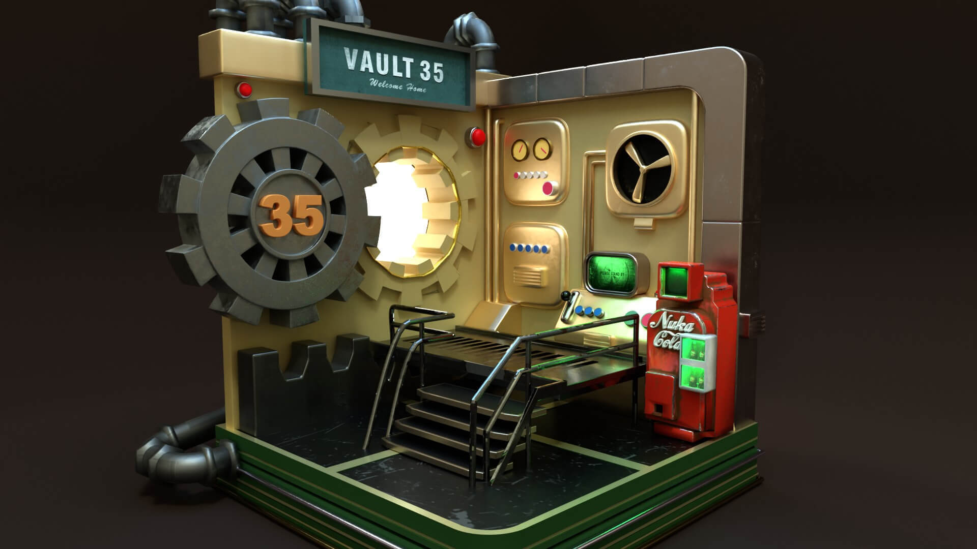 Isometric 3D fallout escape room concept 3D Render by therustyart