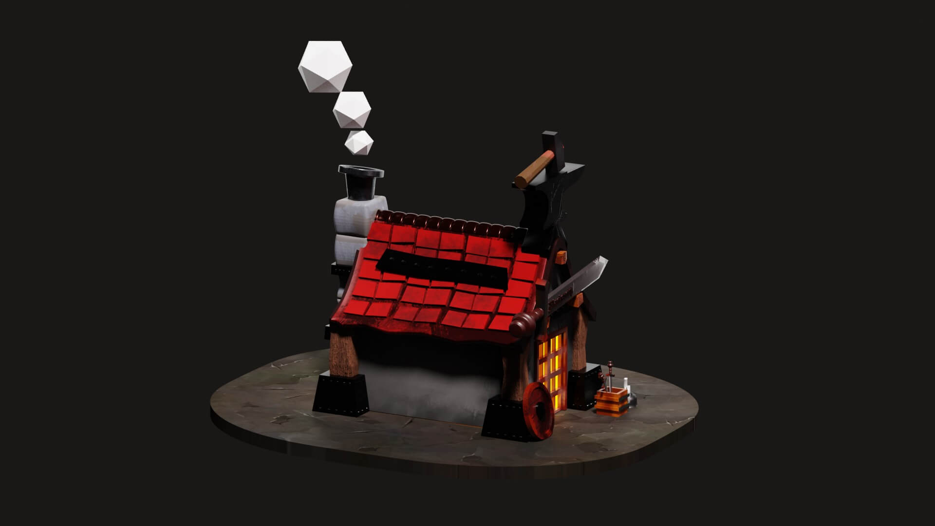 Medieval Blacksmith Isometric 3D Model Game Ready by therustyart
