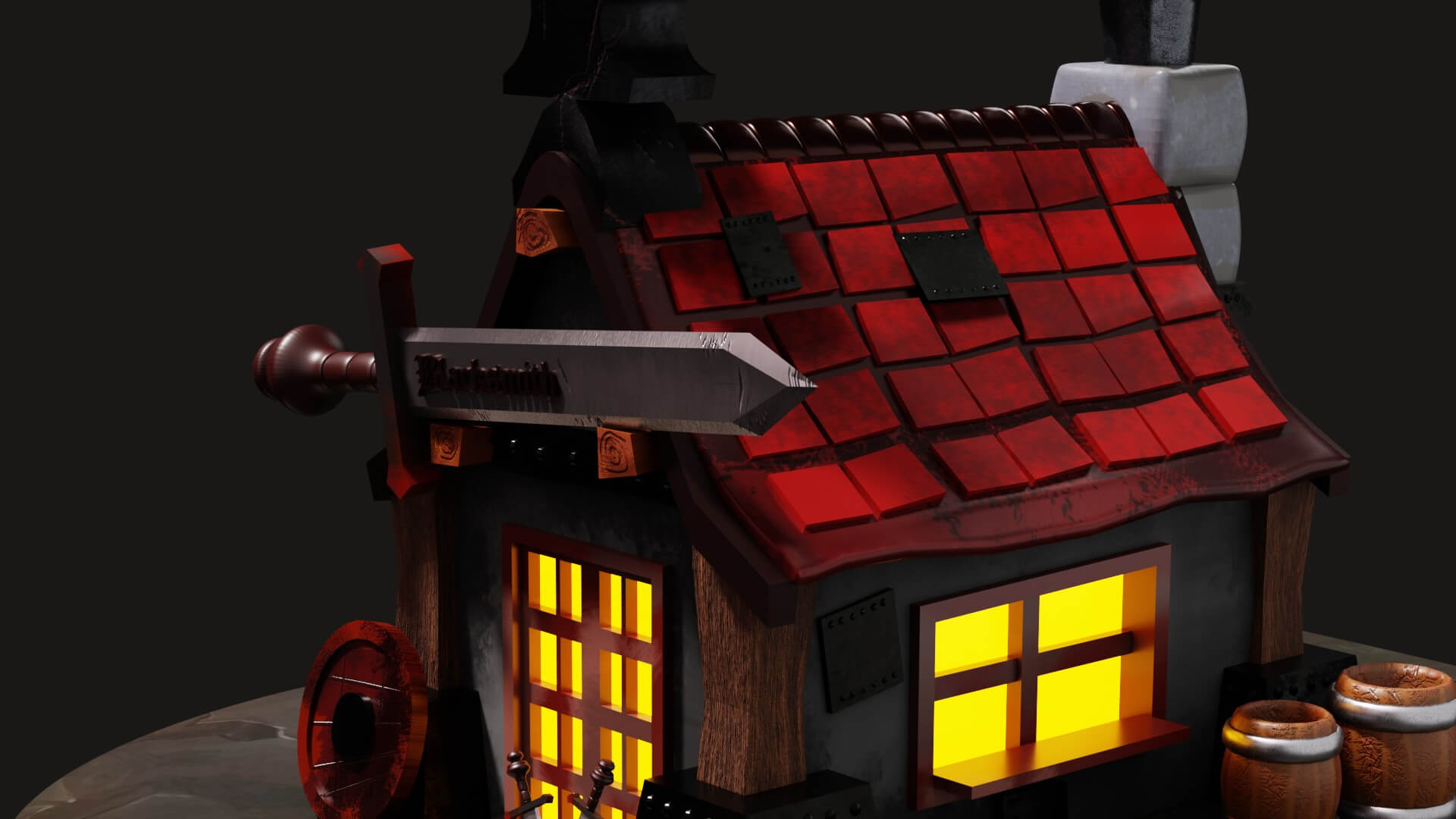 Medieval Blacksmith Isometric 3D Model Game Ready by therustyart