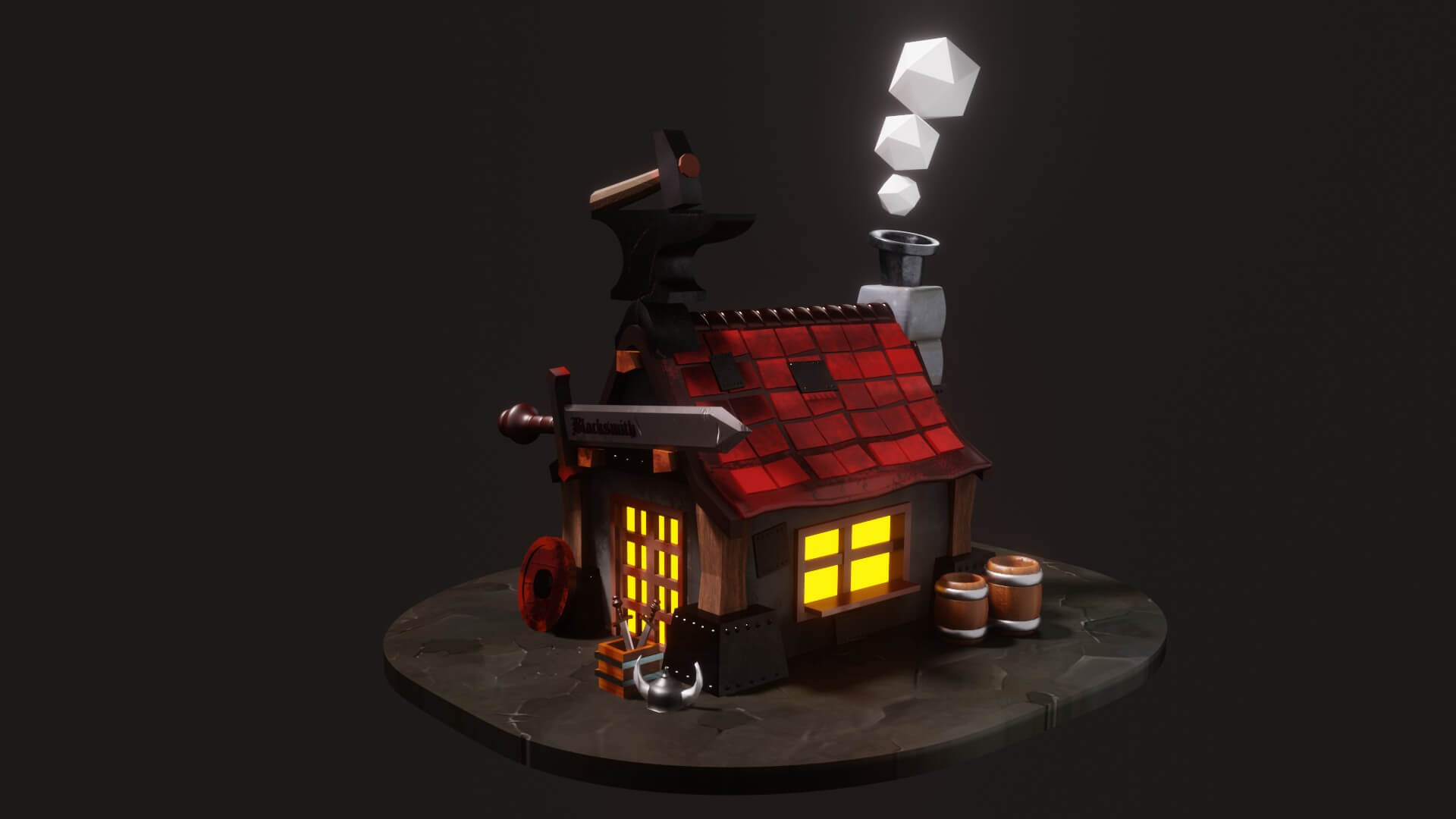 Medieval Blacksmith Isometric 3D Model Game Ready by therustyart