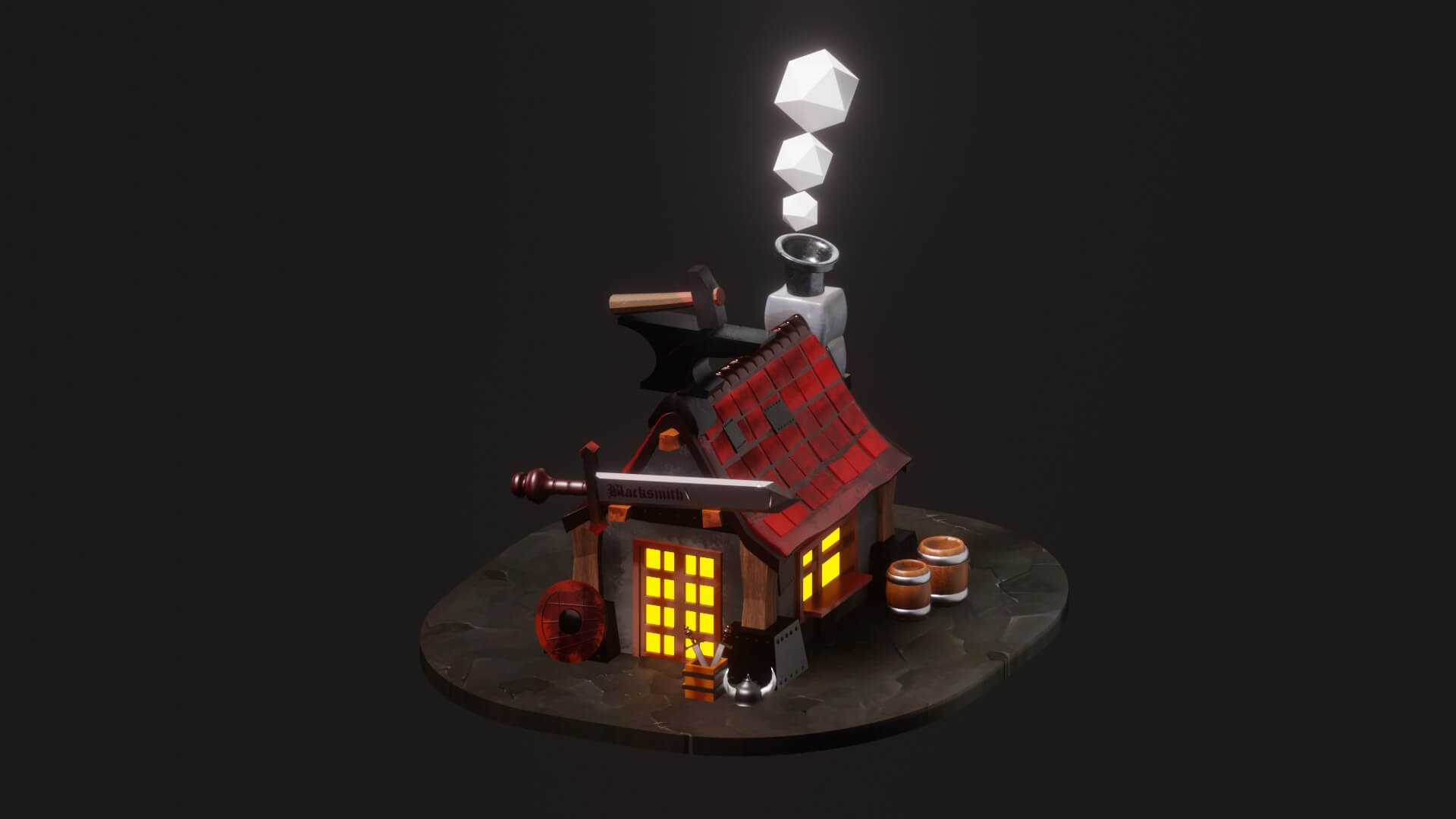 Medieval Blacksmith Isometric 3D Model Game Ready by therustyart
