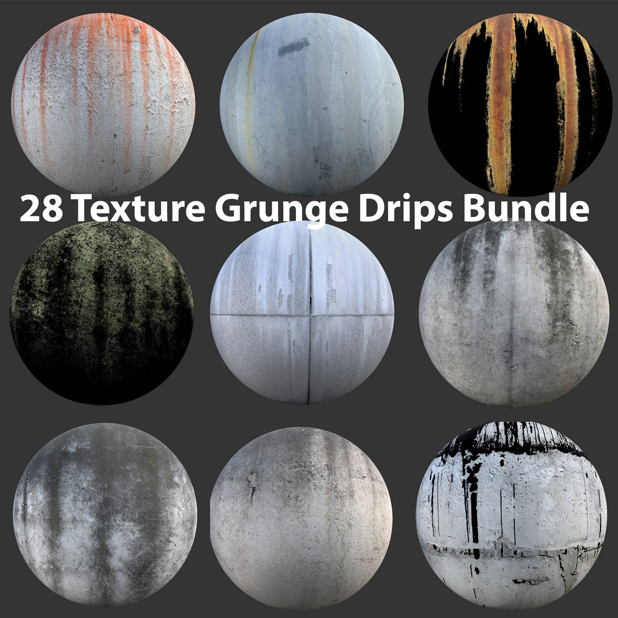 28 Texture Grunge Drips Bundle by things