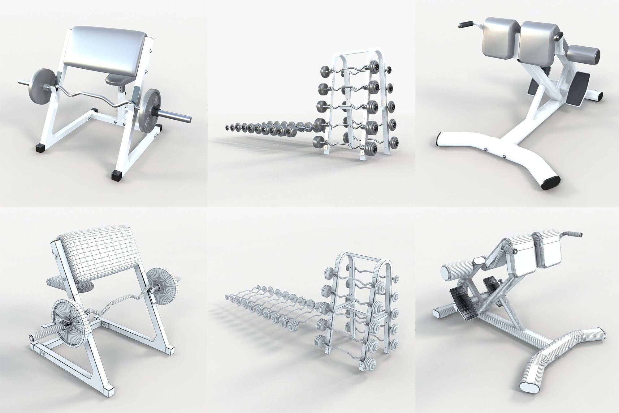 44 Piece Gym Equipment Collection - 3D Model by things