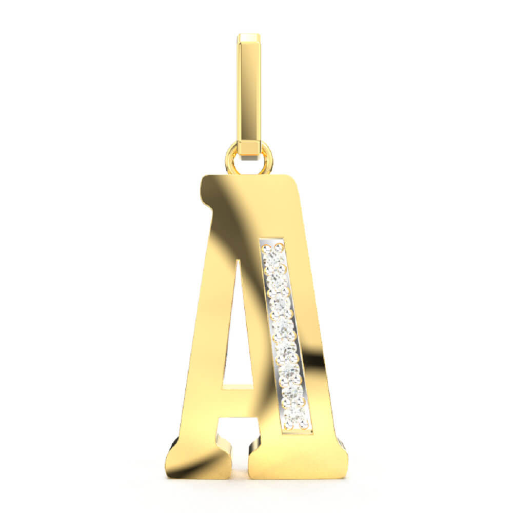 'A' Script Diamond Pendant - 3D Print Model by Thirunavukkarasu s