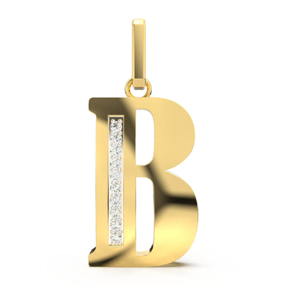 'B' Script Diamond Pendant - 3D Model by Thirunavukkarasu s