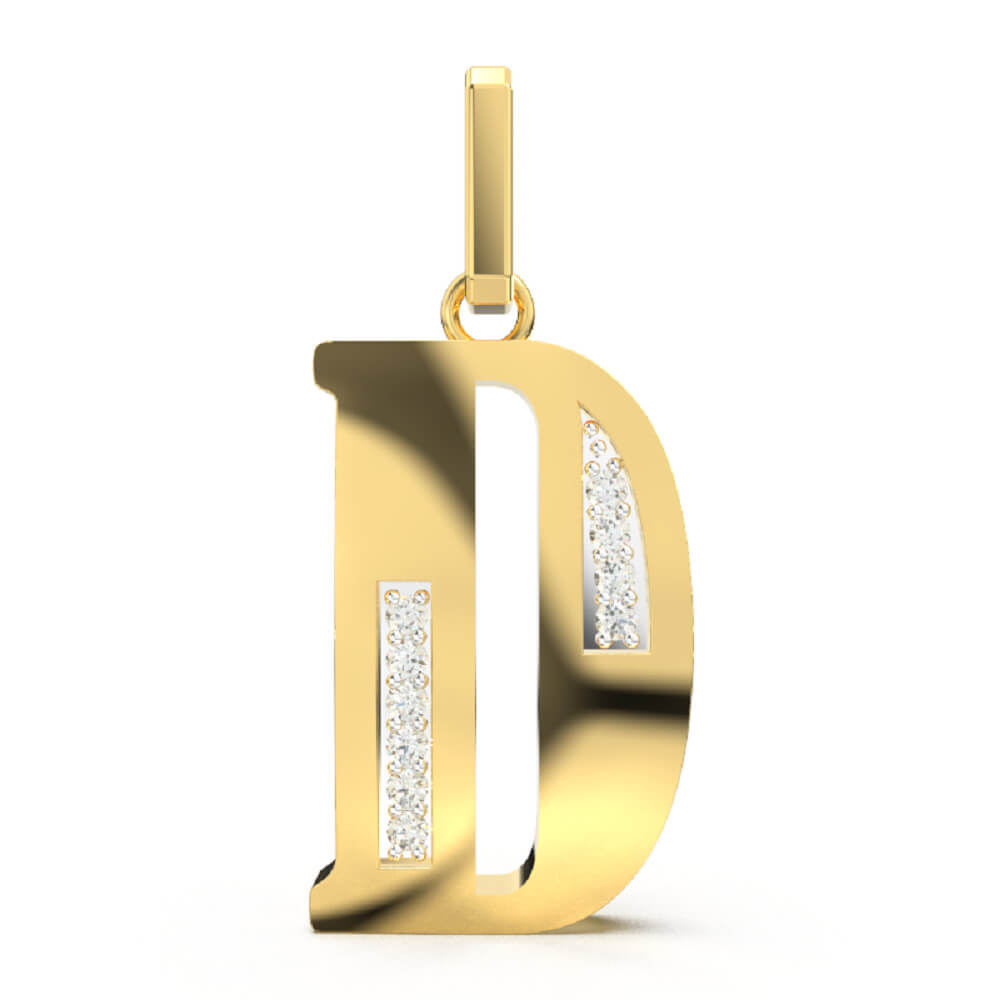 'D' Script Diamond Pendant - 3D Print Model by Thirunavukkarasu s