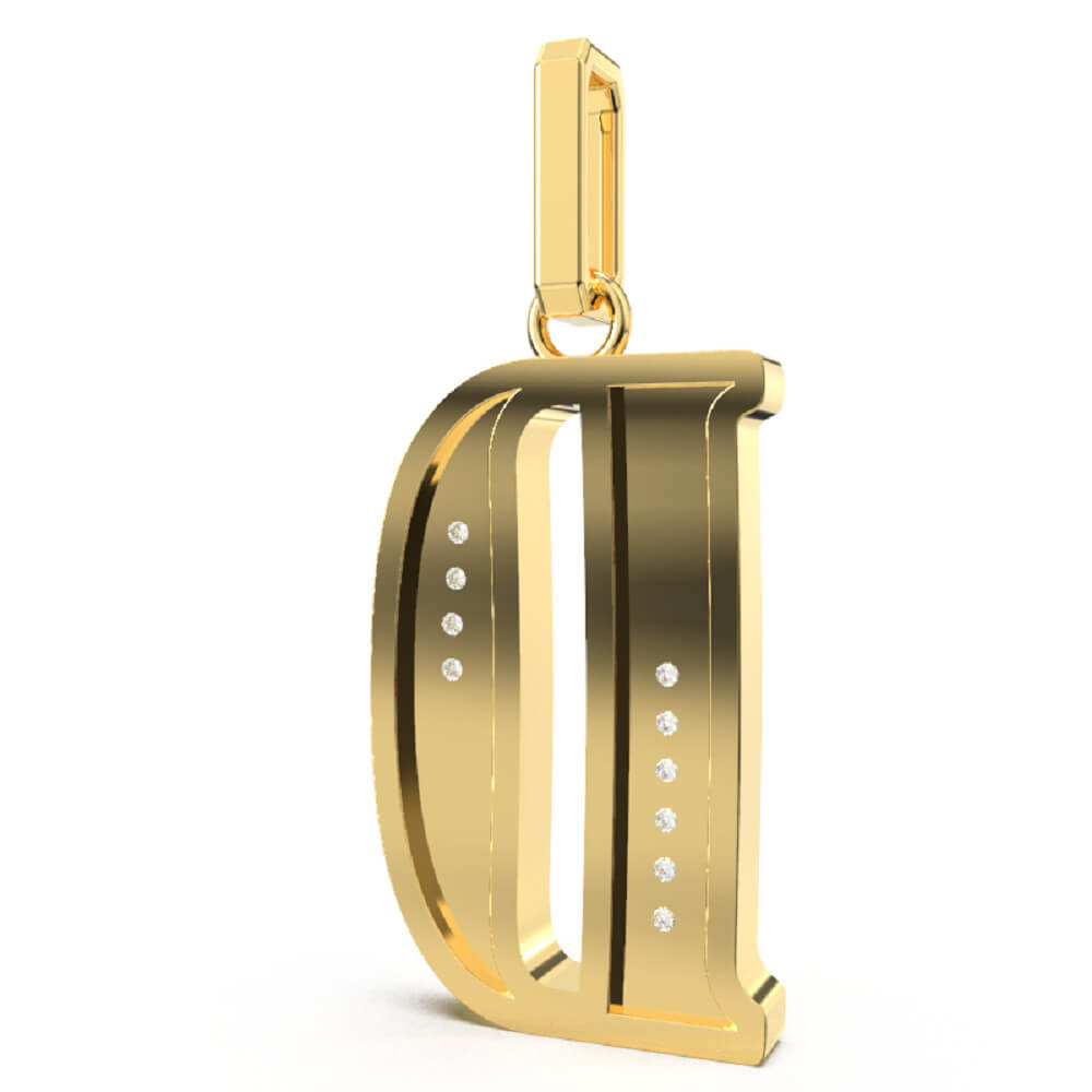 'D' Script Diamond Pendant - 3D Print Model by Thirunavukkarasu s