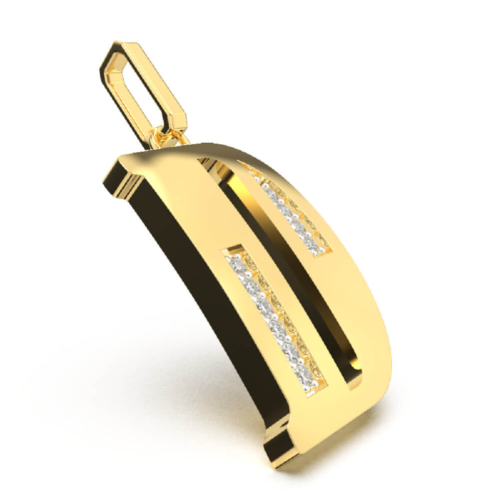 'D' Script Diamond Pendant - 3D Print Model by Thirunavukkarasu s
