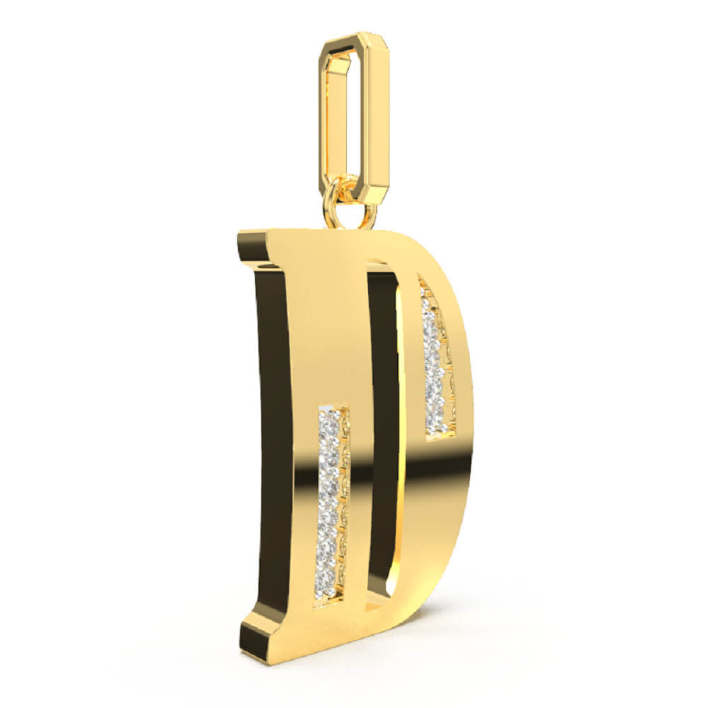 'D' Script Diamond Pendant - 3D Print Model by Thirunavukkarasu s