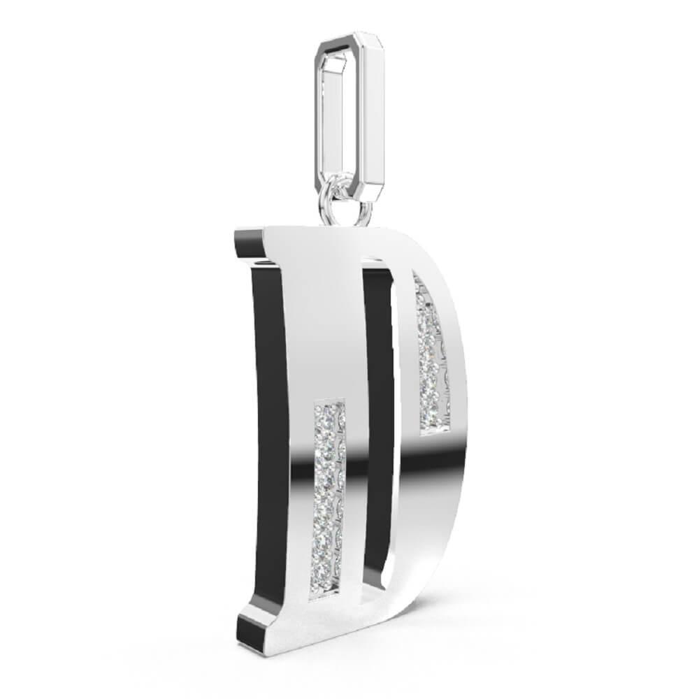 'D' Script Diamond Pendant - 3D Print Model by Thirunavukkarasu s