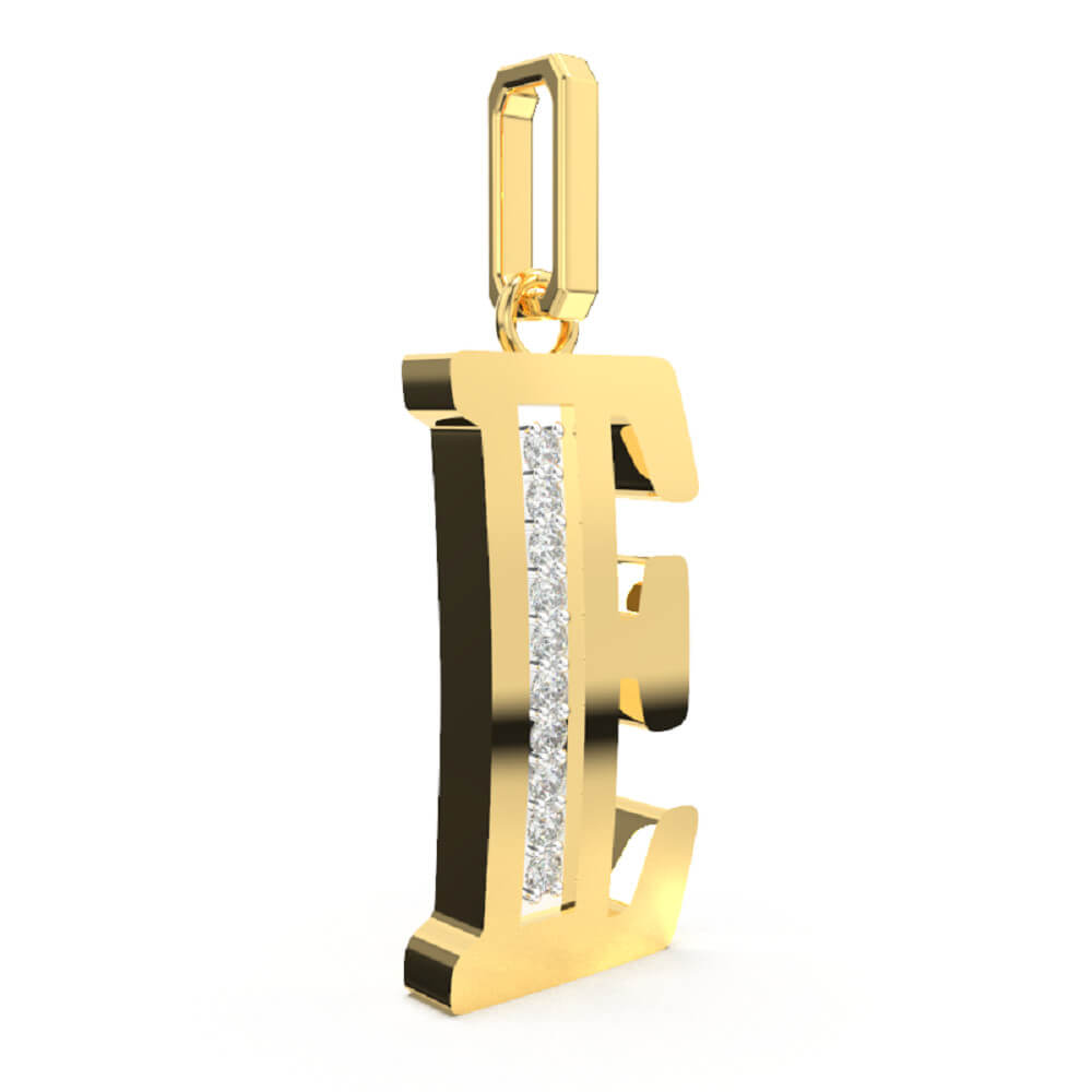 'E' Script Diamond Pendant - 3D Model by Thirunavukkarasu s