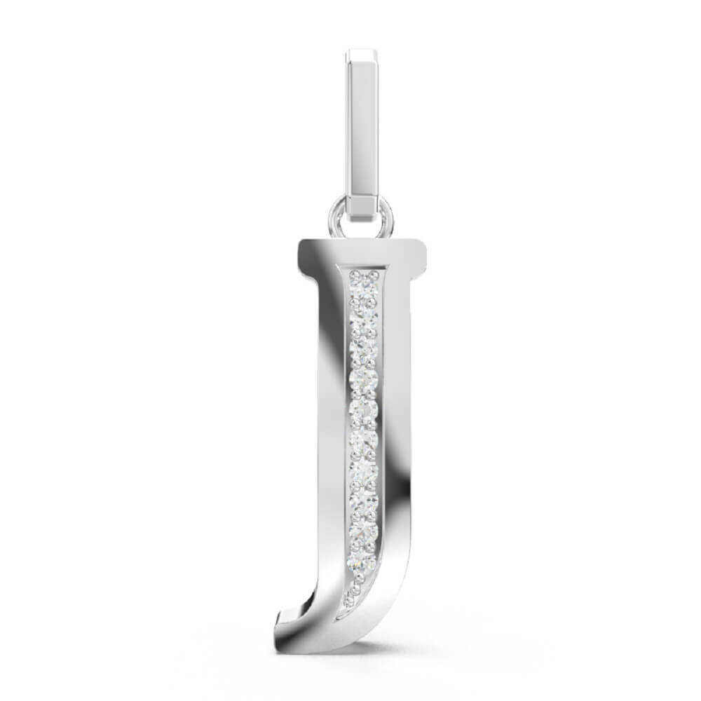 'J' Script Diamond Pendant - 3D Print Model by Thirunavukkarasu s