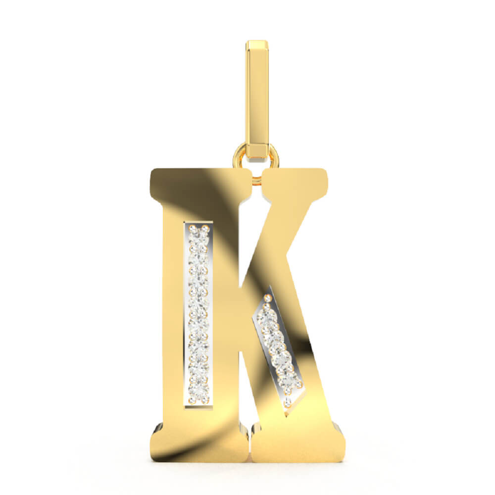 'K' Script Diamond Pendant - 3D Print Model by Thirunavukkarasu s