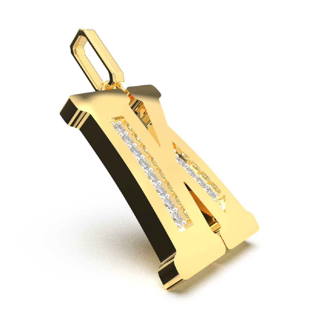 'K' Script Diamond Pendant - 3D Model by Thirunavukkarasu s