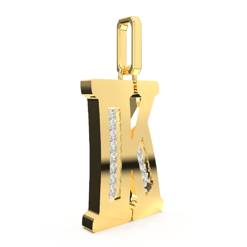 'K' Script Diamond Pendant - 3D Model by Thirunavukkarasu s