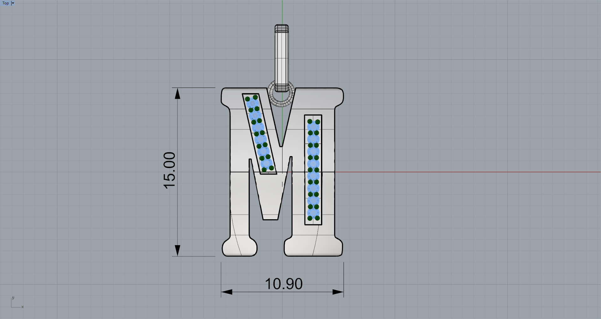 'M' Script Diamond Pendant - 3D Print Model by Thirunavukkarasu s