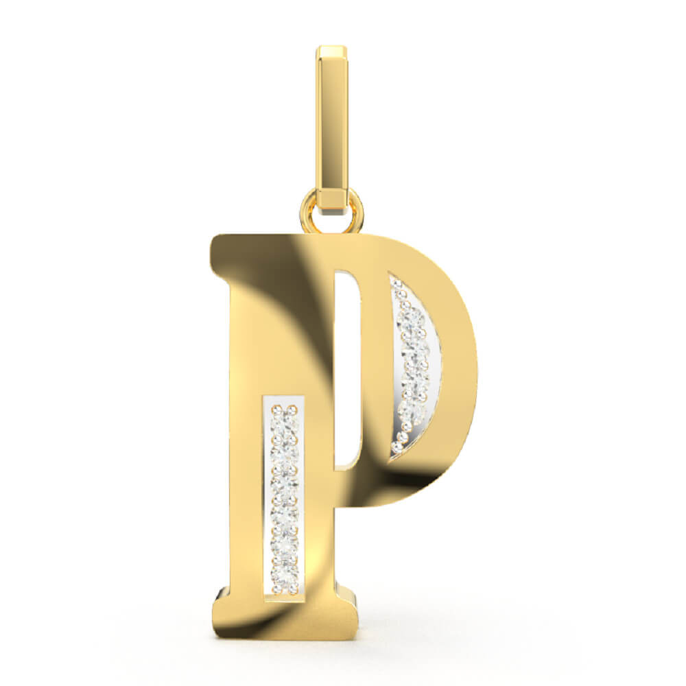 'P' Script Diamond Pendant - 3D Model by Thirunavukkarasu s