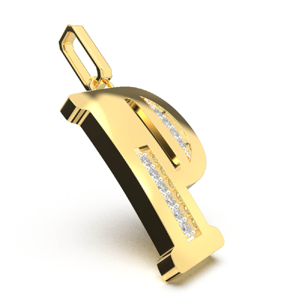 'P' Script Diamond Pendant - 3D Model by Thirunavukkarasu s