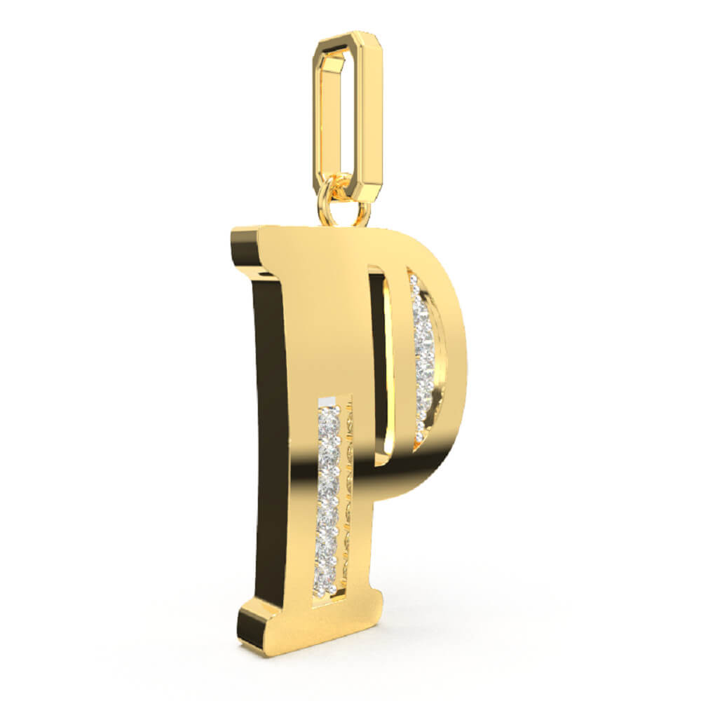 'P' Script Diamond Pendant - 3D Print Model by Thirunavukkarasu s