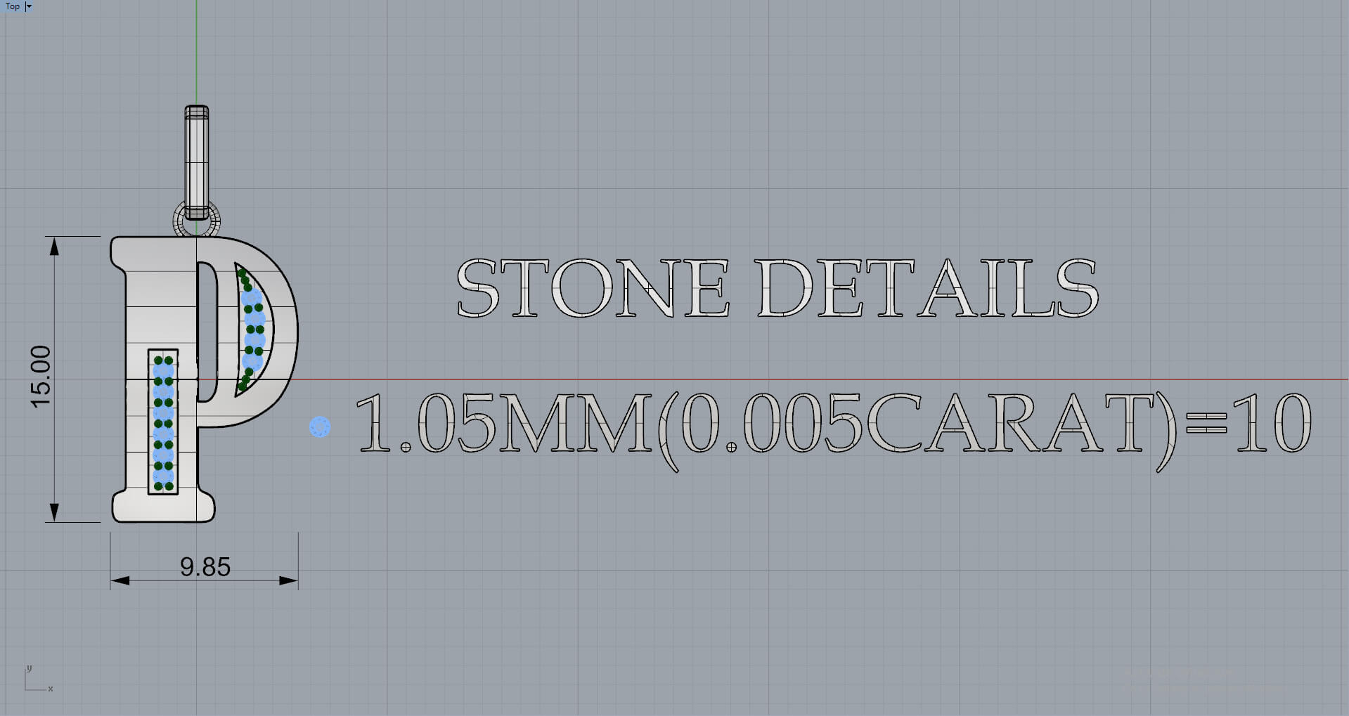 'P' Script Diamond Pendant - 3D Model by Thirunavukkarasu s