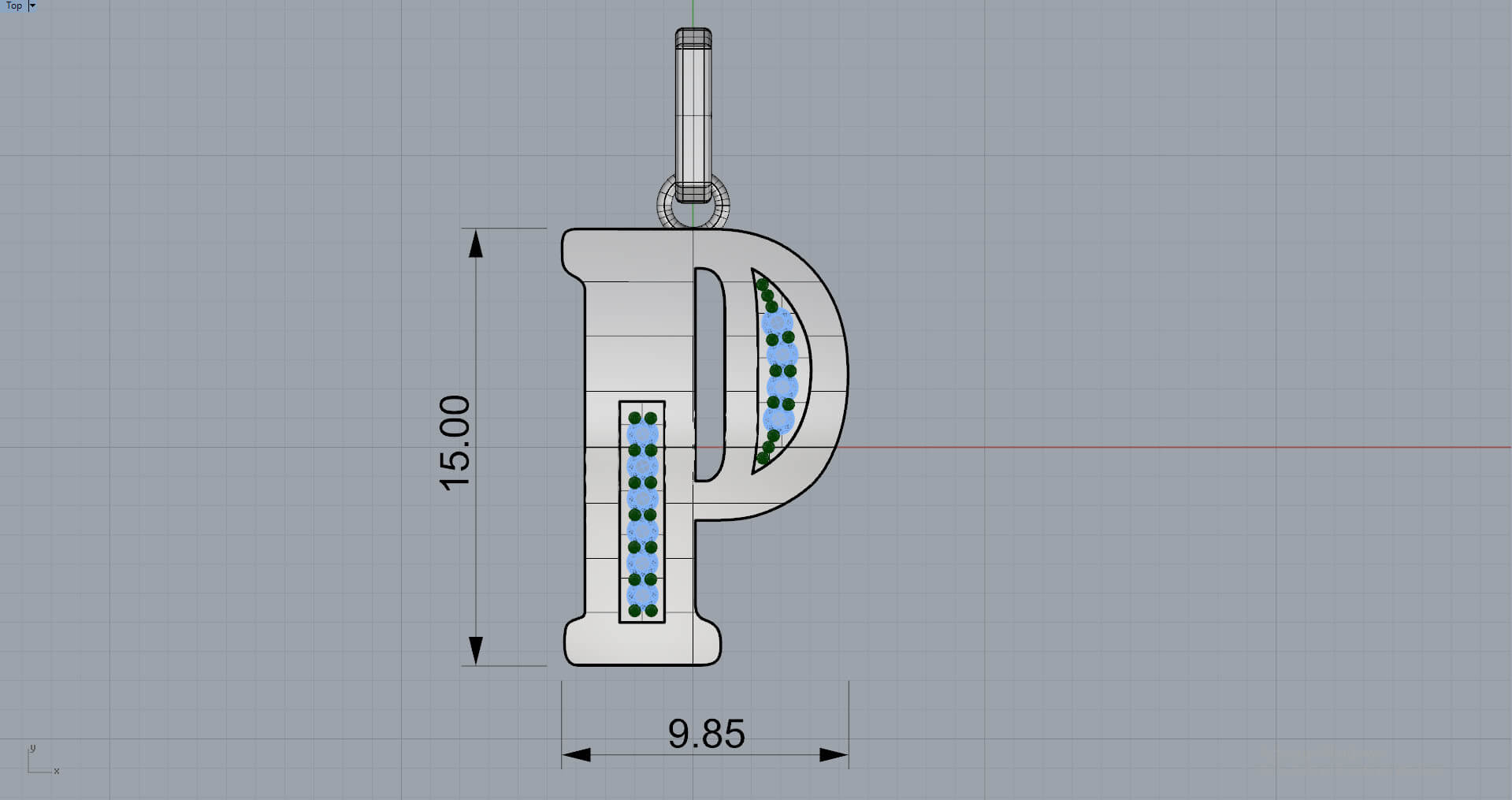 'P' Script Diamond Pendant - 3D Model by Thirunavukkarasu s