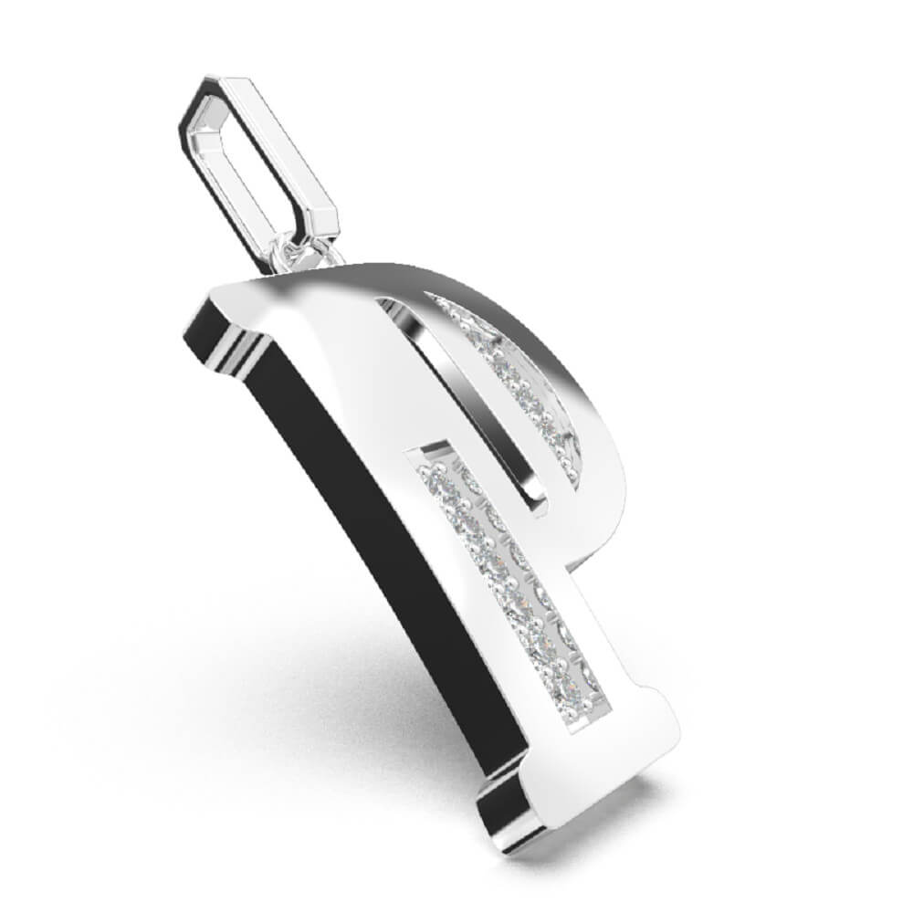 'P' Script Diamond Pendant - 3D Model by Thirunavukkarasu s