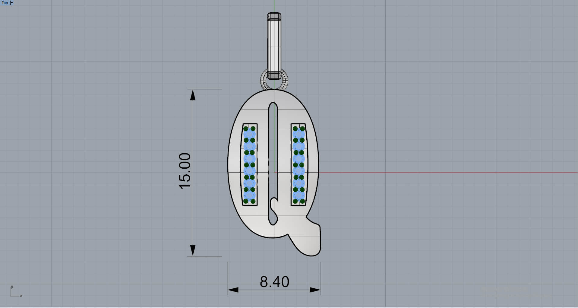 'Q' Script Diamond Pendant - 3D Print Model by Thirunavukkarasu s