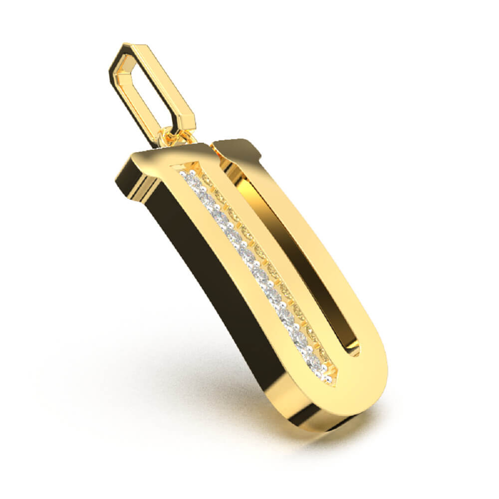 'U' Script Diamond Pendant - 3D Print Model by Thirunavukkarasu s