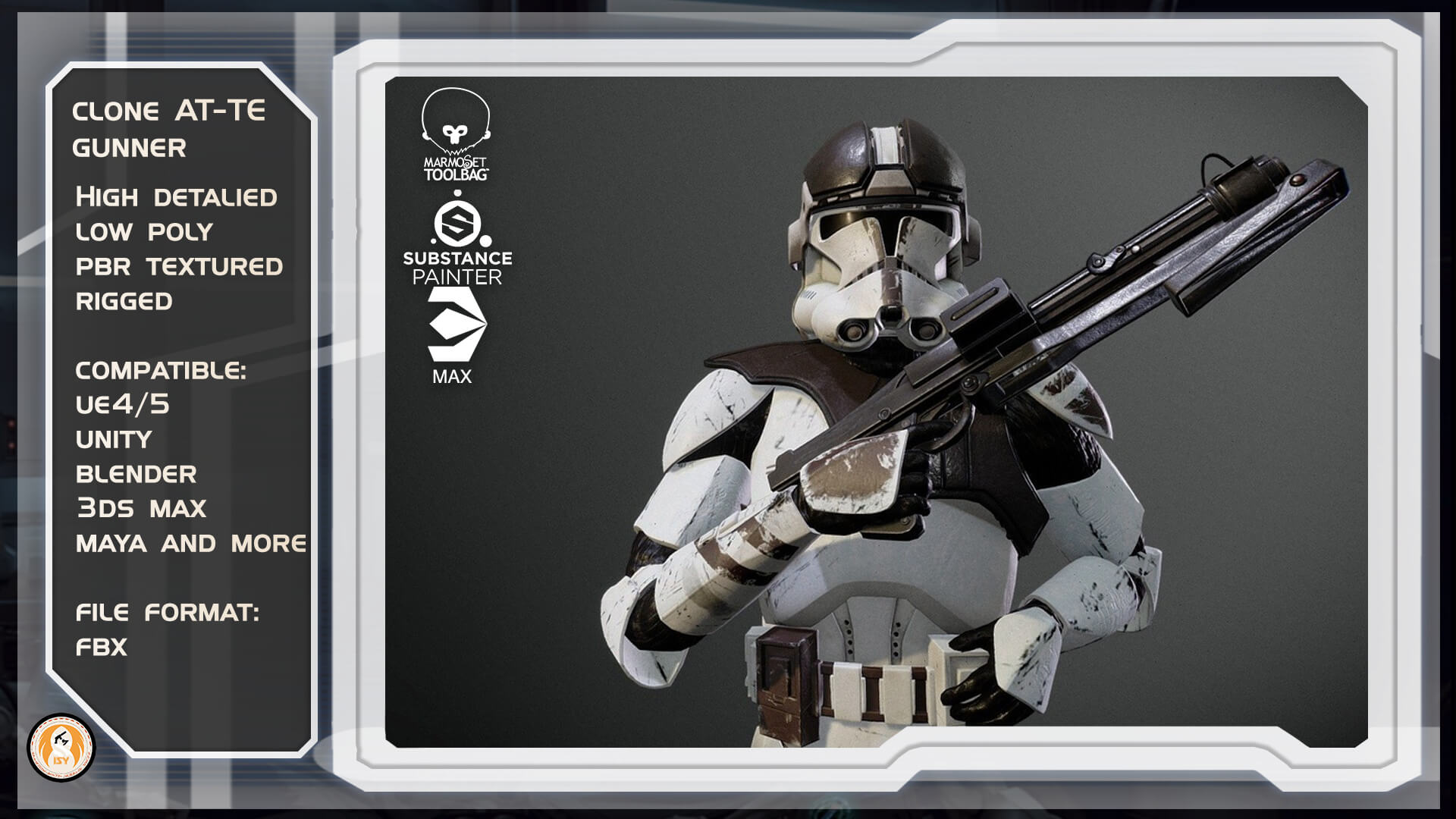 Clone Trooper Phase 2 At-Te Gunner Rigged Low Poly 3D Model by Thomas_125