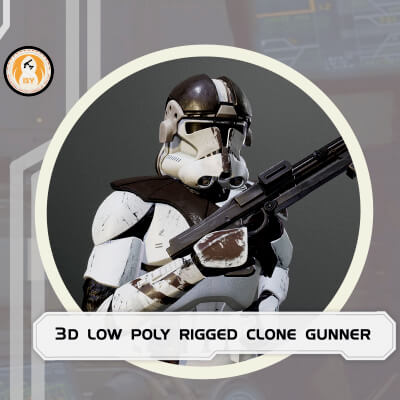 Clone Trooper Phase 2 At-Te Gunner Rigged Low Poly 3D Model by Thomas_125