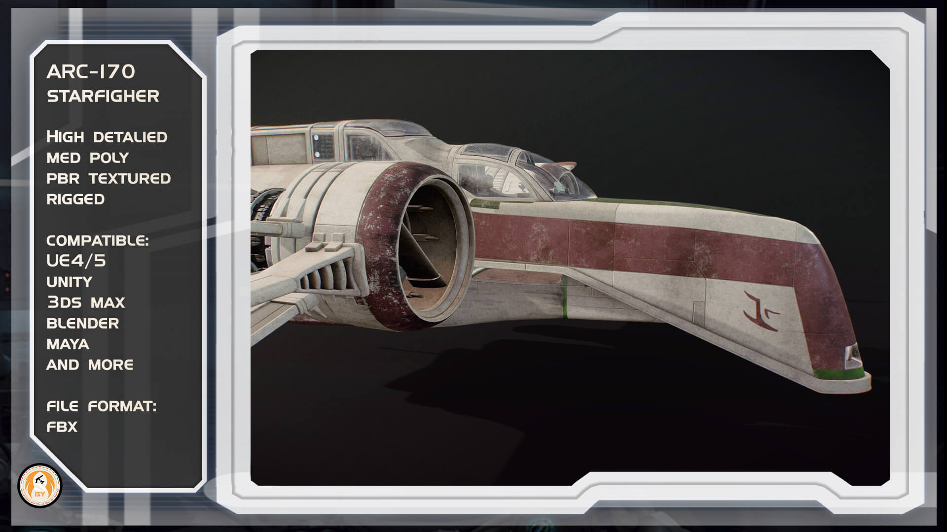 Star Wars ARC-170 Starfighter Rigged Lowmed Poly Mesh 3D Model by ...
