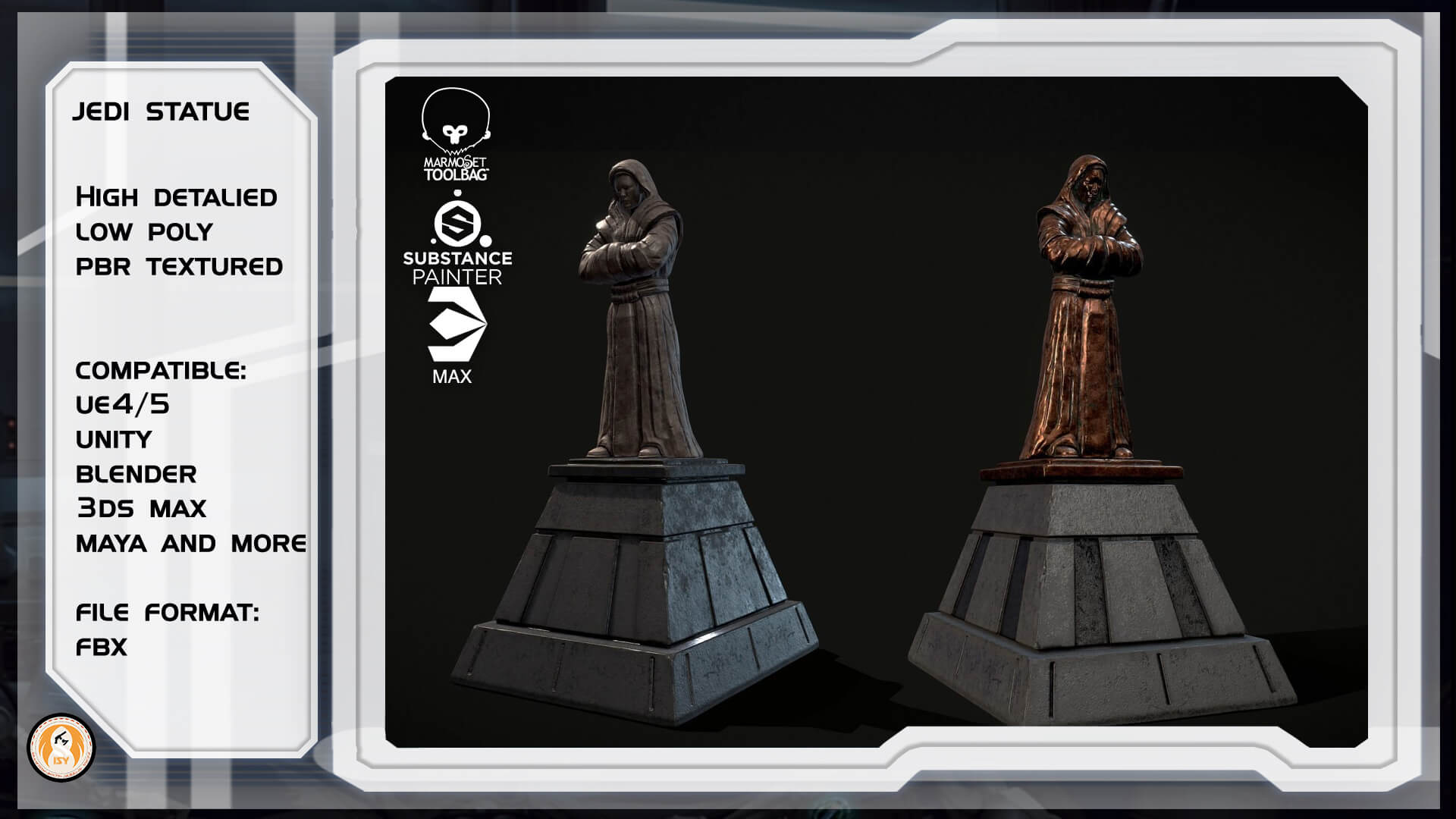 Star Wars Jedi Statue - 3D Model by Thomas_125