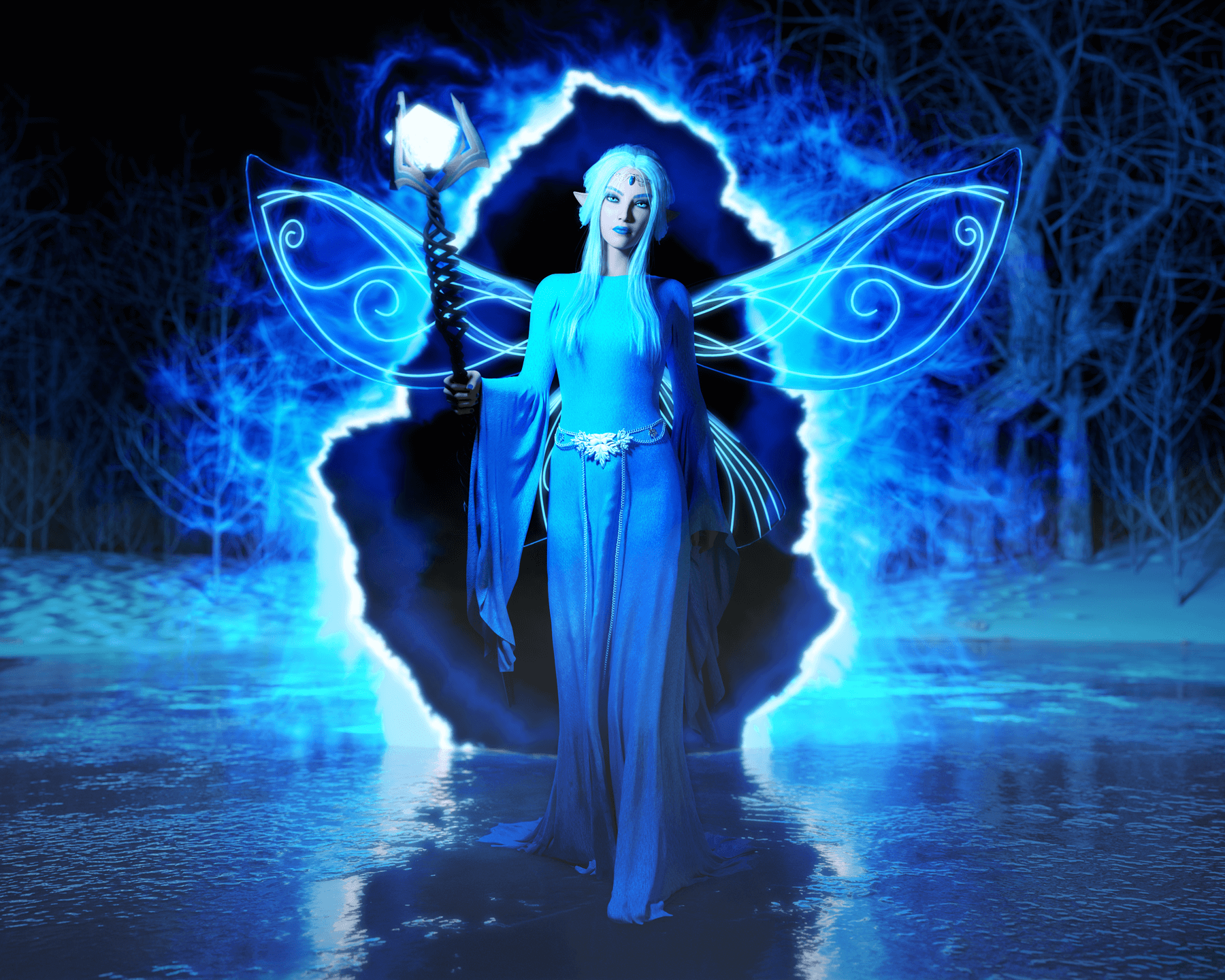 The Dread-Queen of the Winter Fae Returns 3D Render by Thoreandan