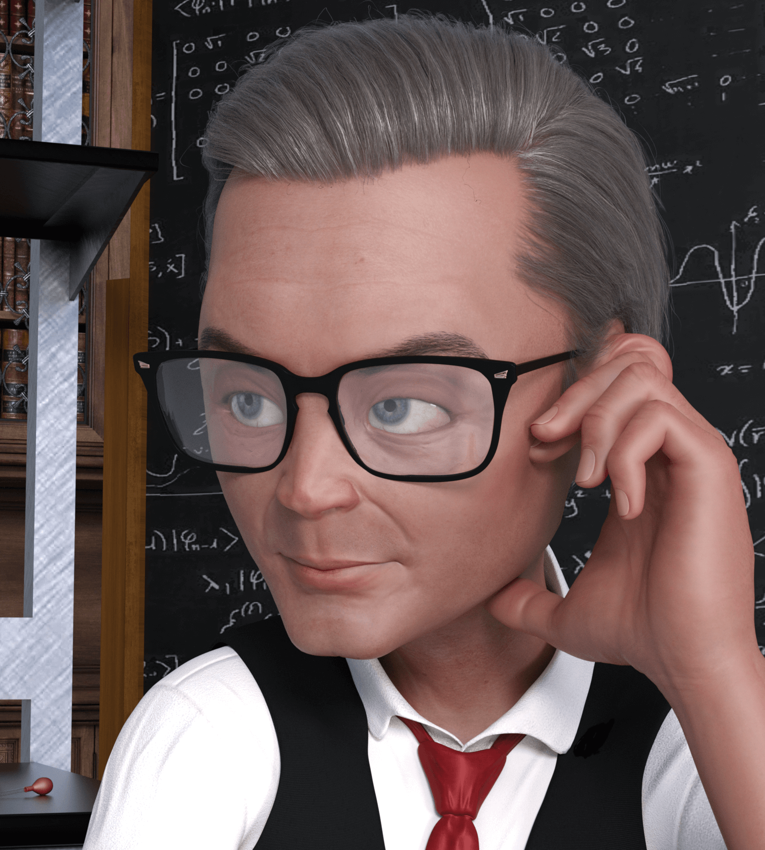 1950's Sci-Fi Movie Scientist - Skin Texture Closeup 3D Render