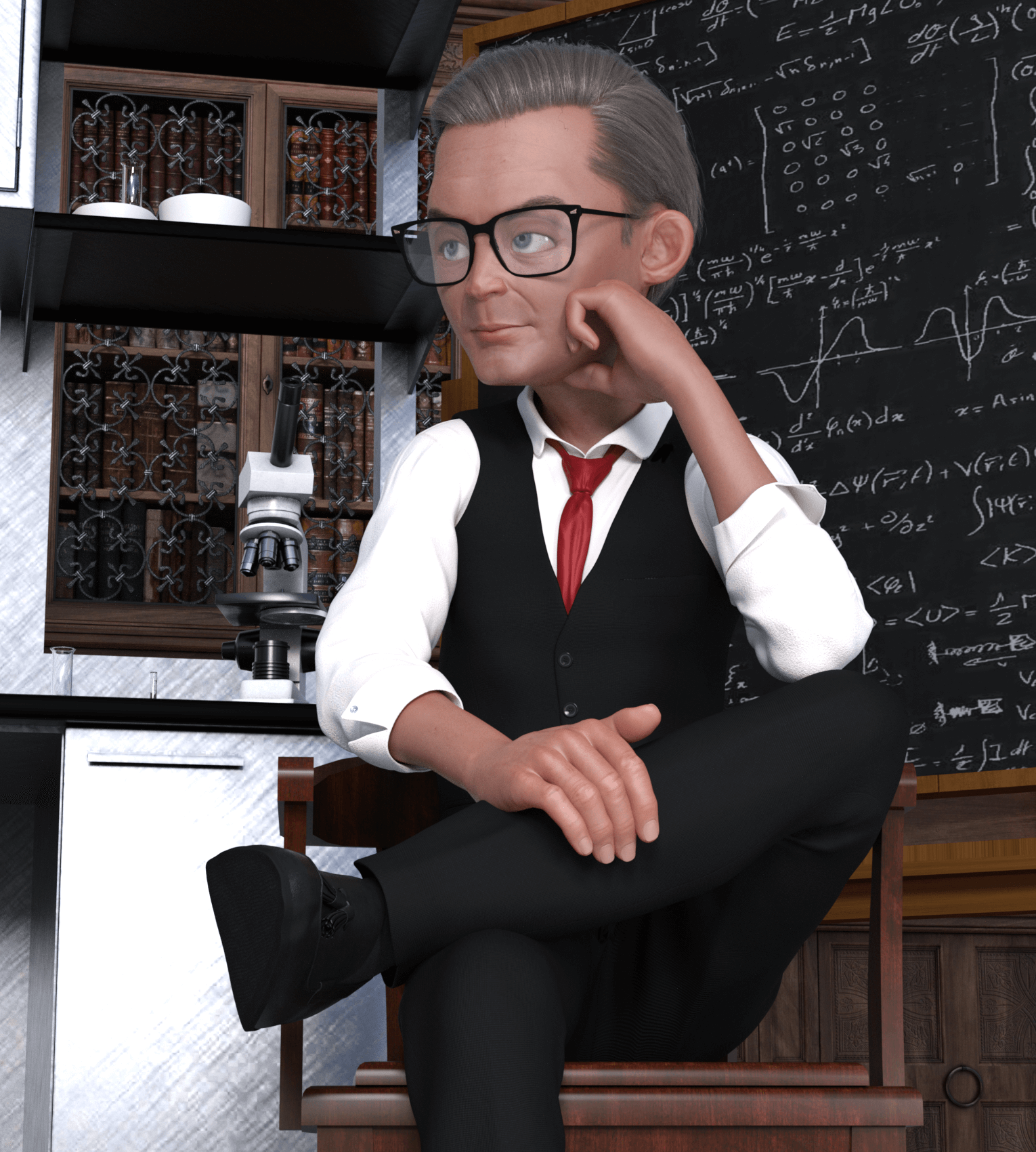 1950's Sci-Fi Movie Scientist - Toon Style - WIP 3D Render | RenderHub ...
