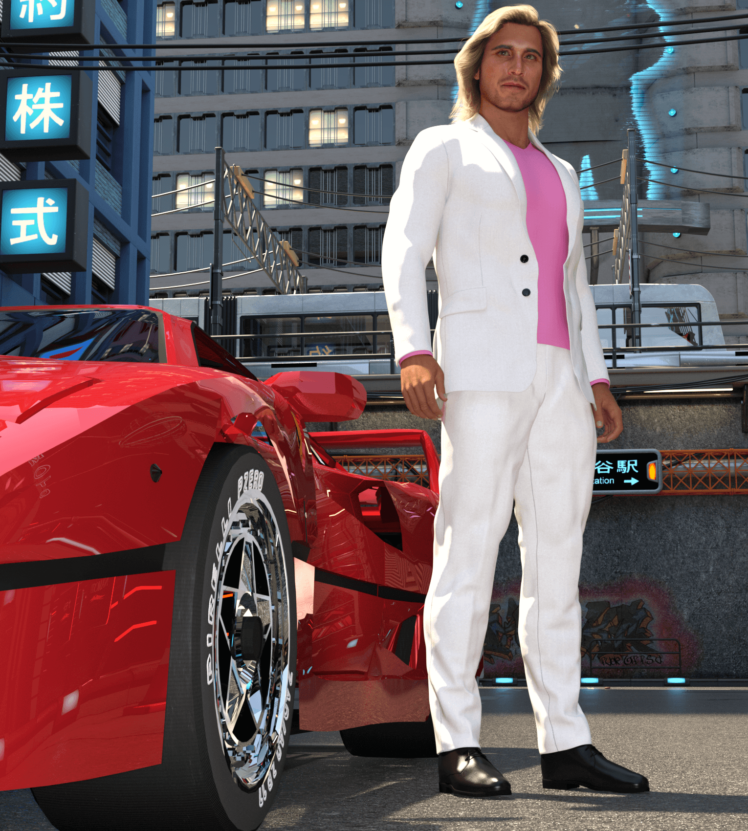 Outrun (Out Run) 2077 Concept Art - 01B - WIP 3D Render