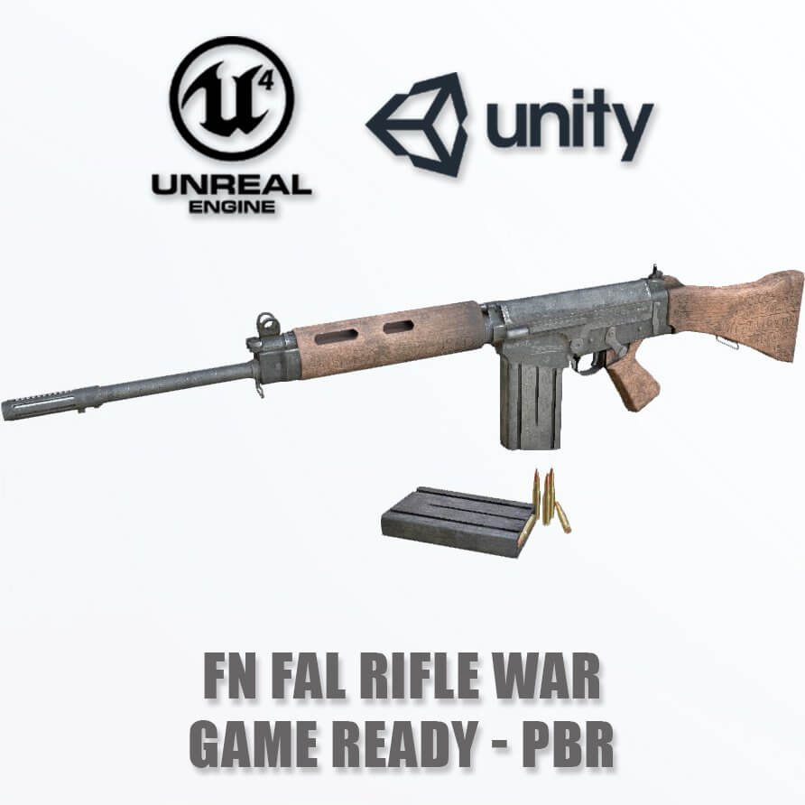 FN FAL Rifle War - 3D Model by TimberTinker