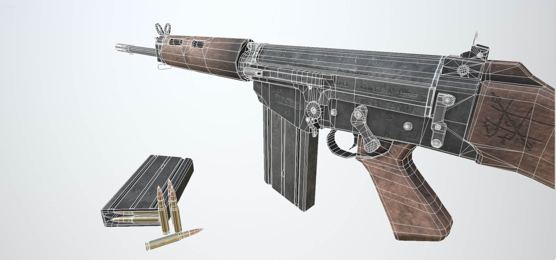 FN FAL Rifle War - 3D Model by TimberTinker