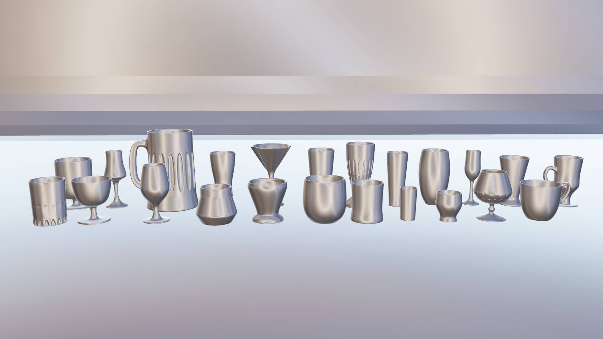 Glass Cups Bundle - 3D Model by timmydcreator