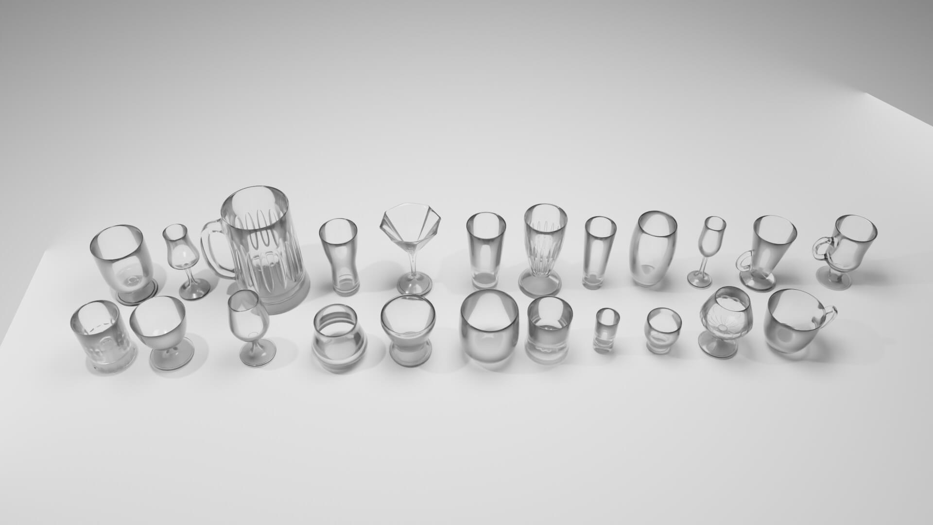 Glass Cups Bundle - 3D Model by timmydcreator