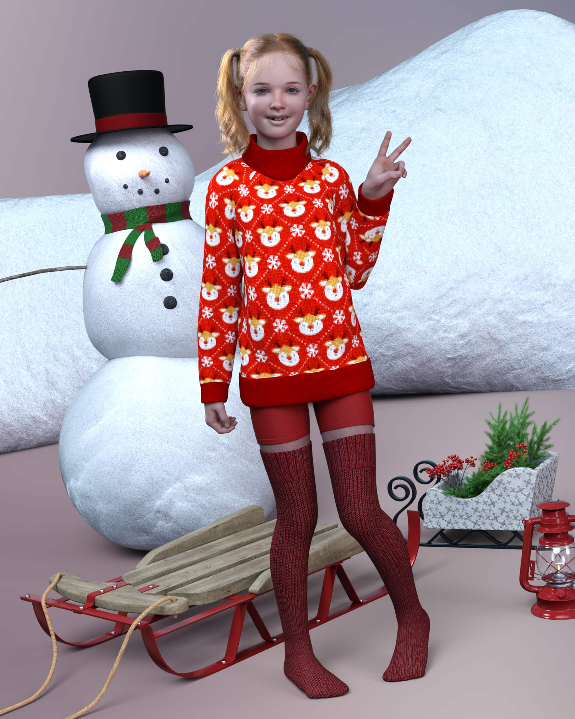 Becky's Christmas Sweater 3D Render, Digital Art by timnaas