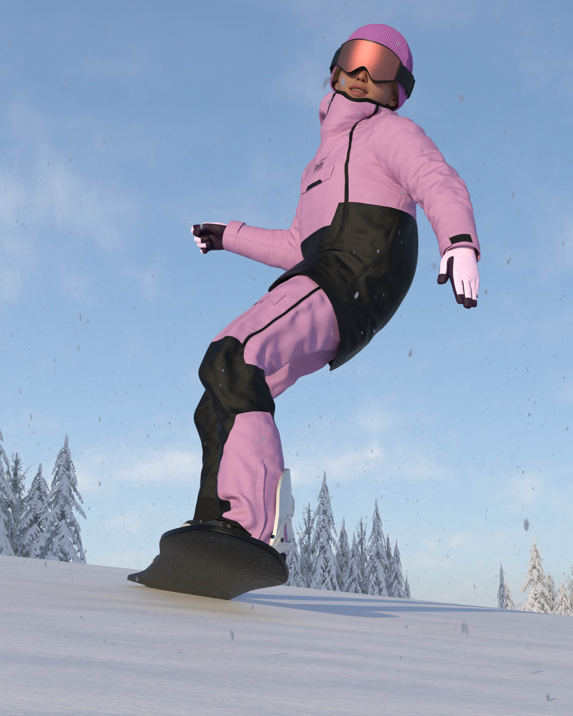 Snowboarding 3D Render, Digital Art by timnaas