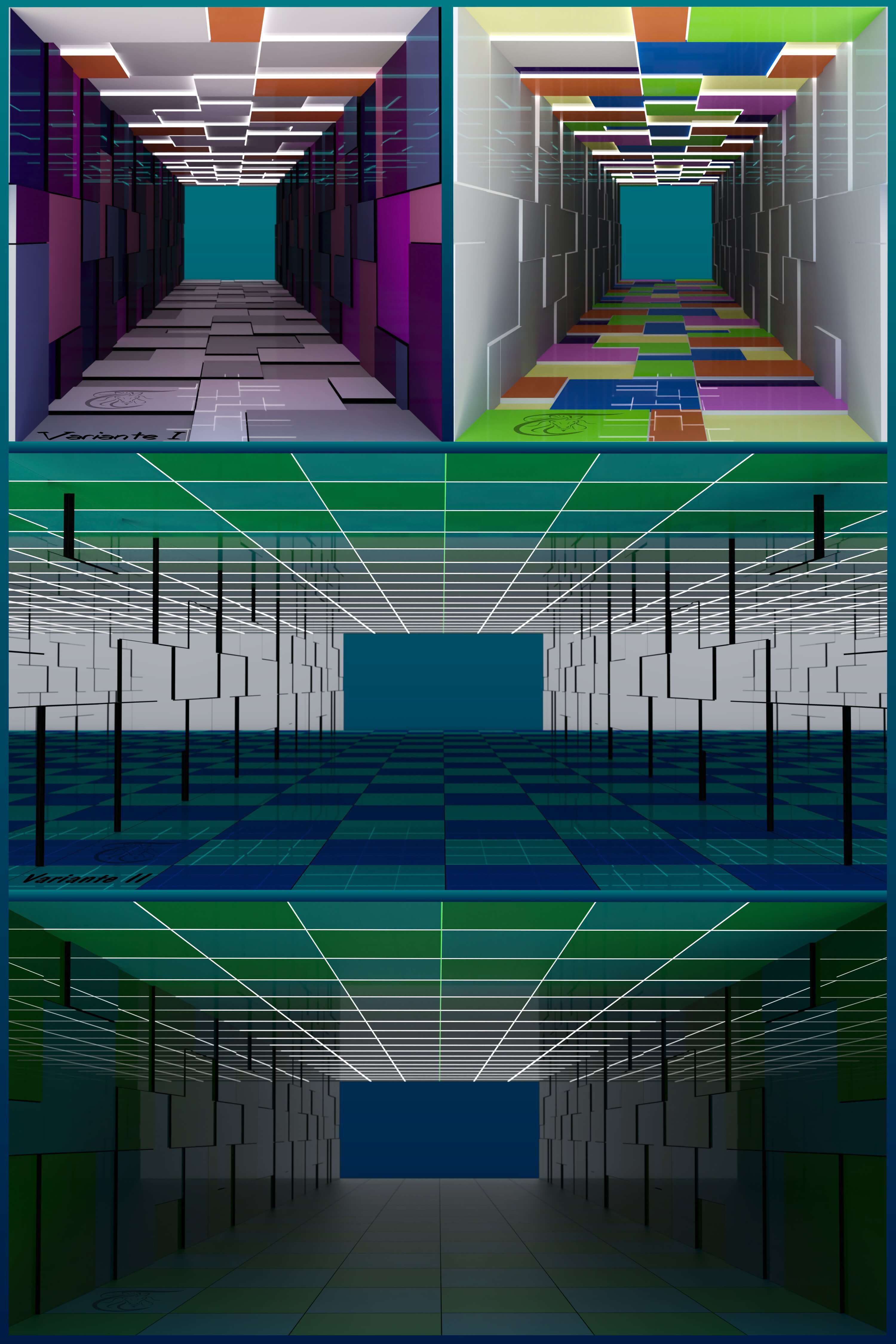 mirror corridor 3D Render, Digital Art by tinasbastelstube