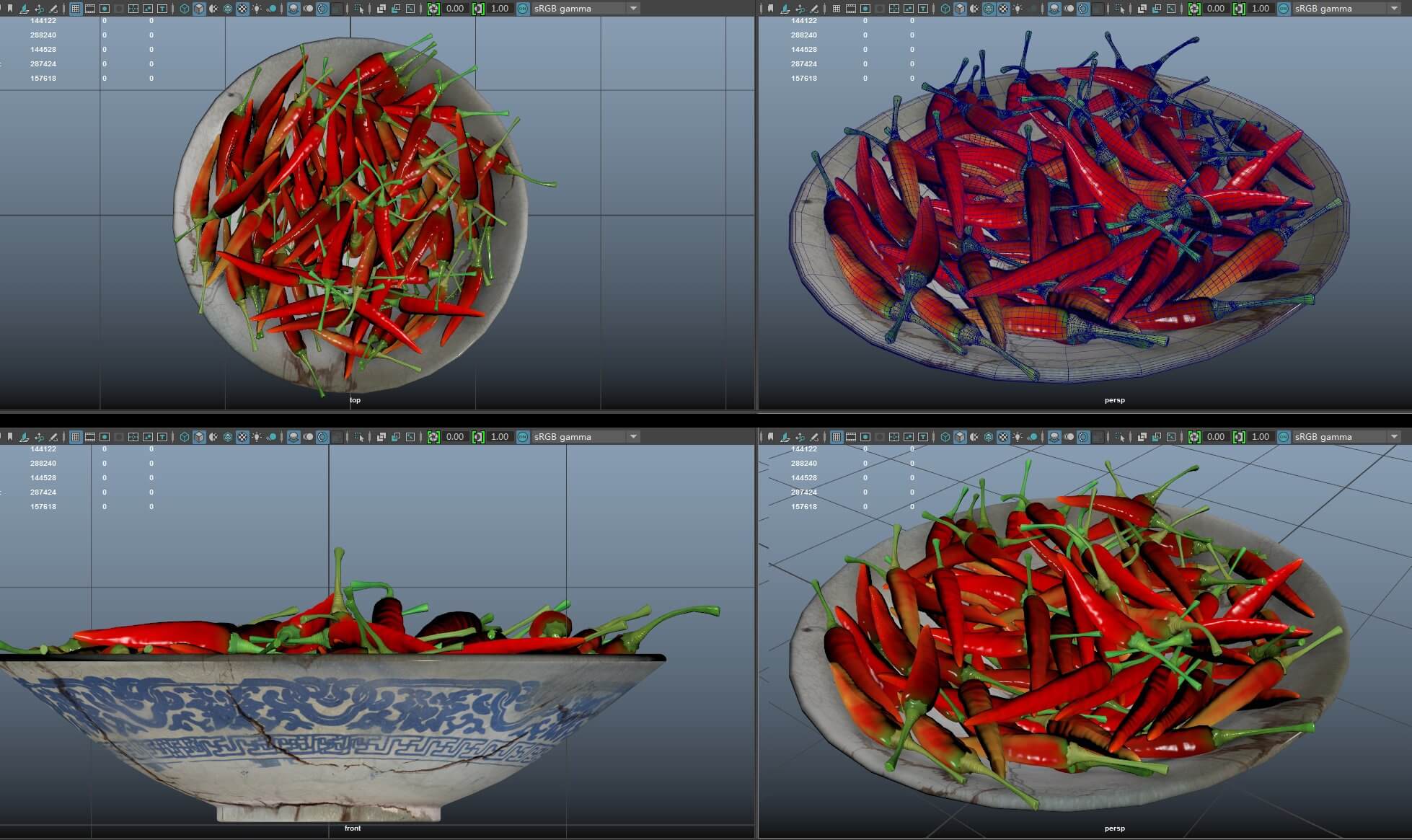 Bowl of Chili Peppers - 3D Model by tingting
