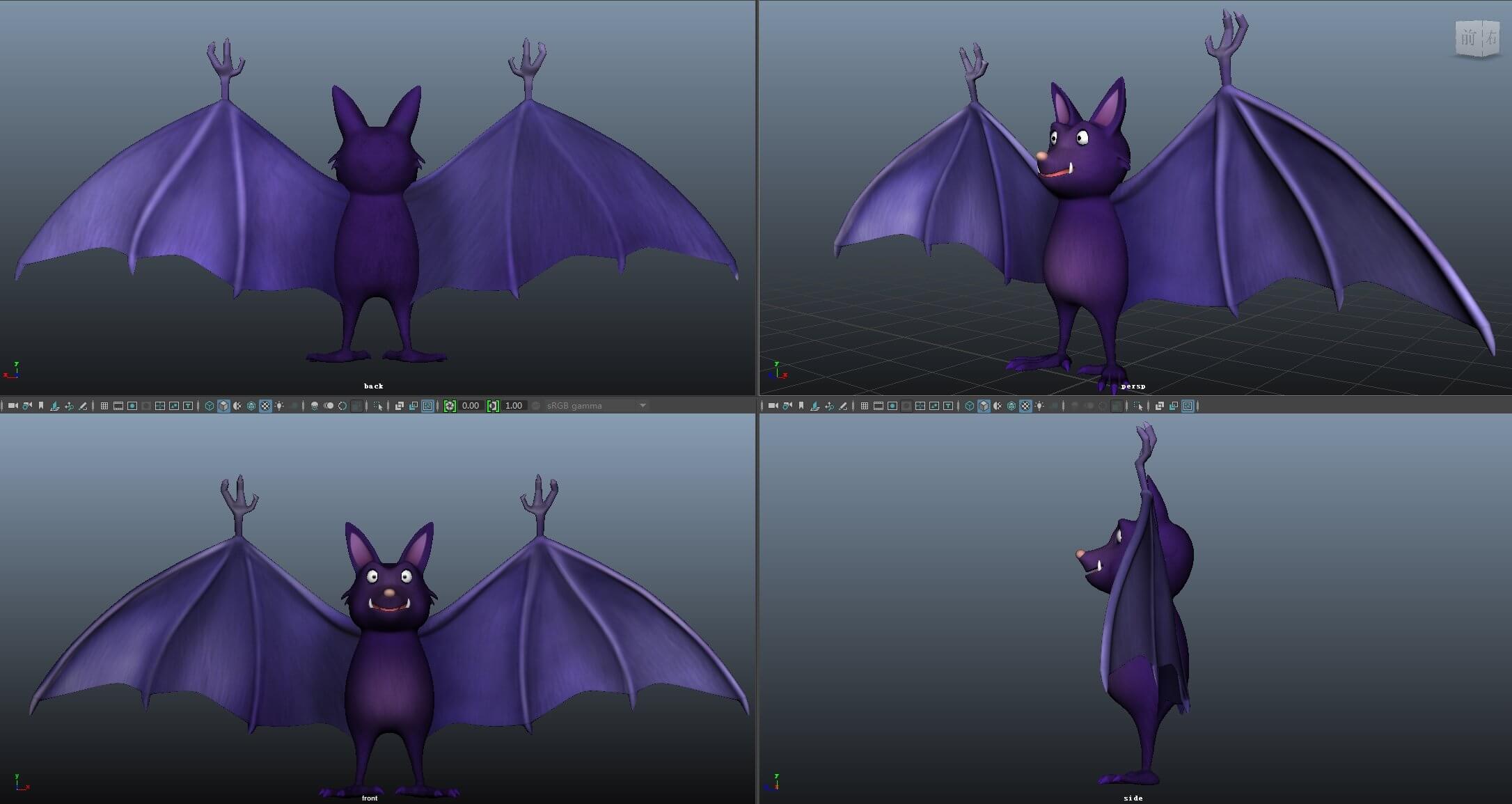 Cartoon Bat - 3D Model by tingting