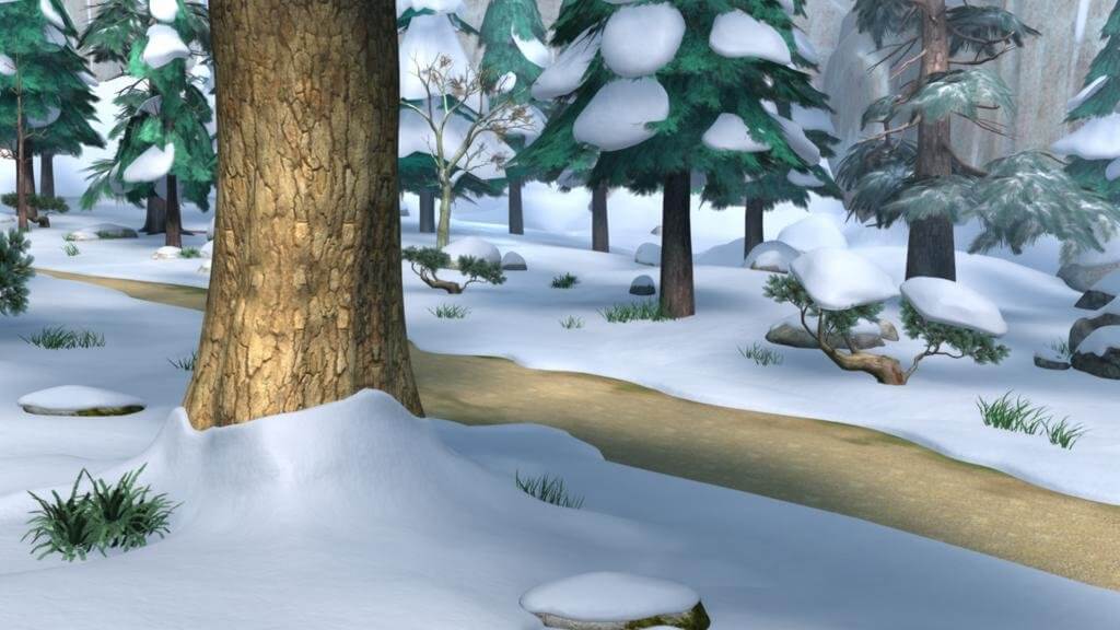Cartoon Forest Snow Scene - 3D Model by tingting